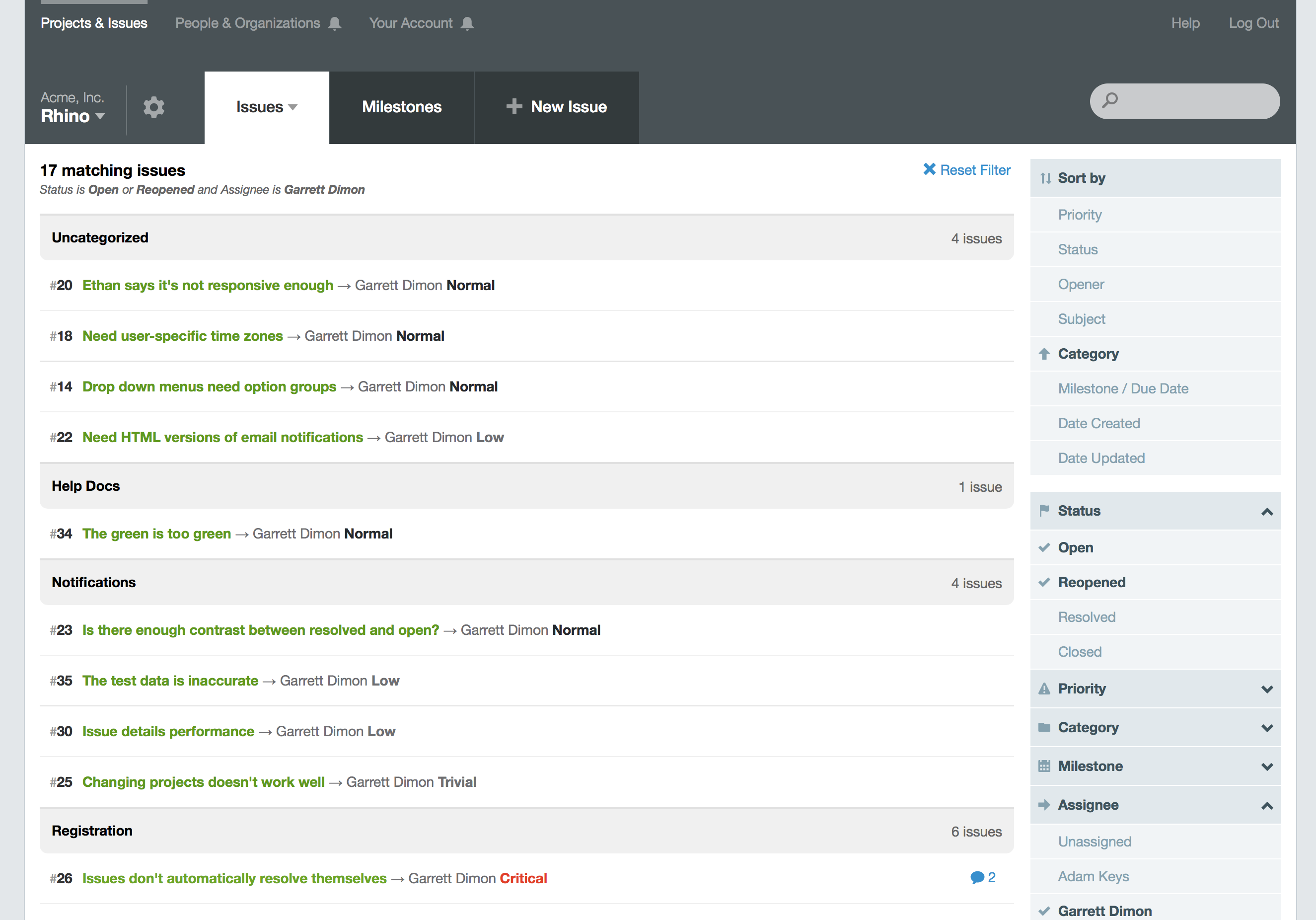 Categorizing Bugs And Issues Sifter